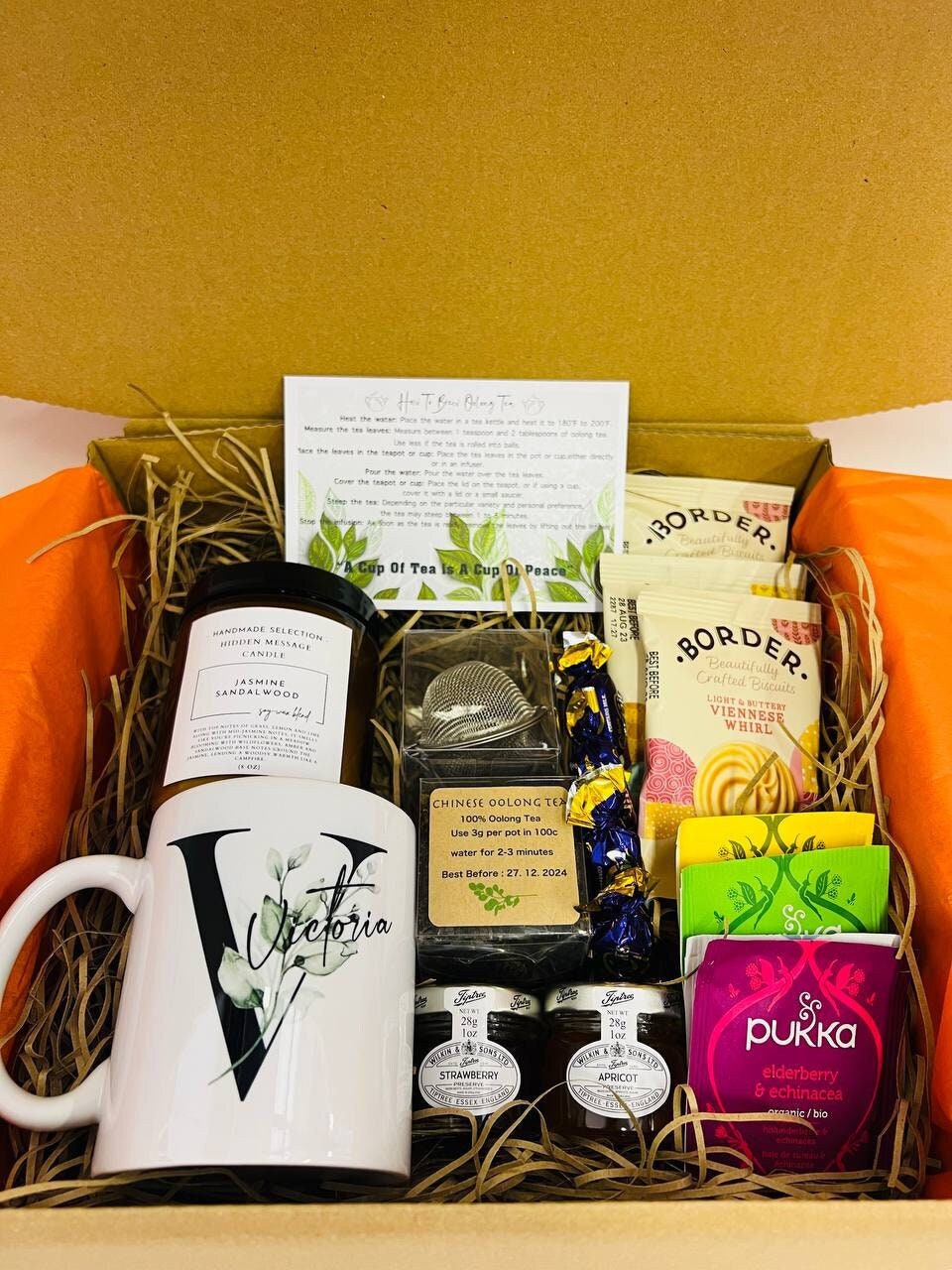 Tea Gift Box, Mug Gift Set, Hamper Box , Chocolate, Jam, Cookie, Tea ...