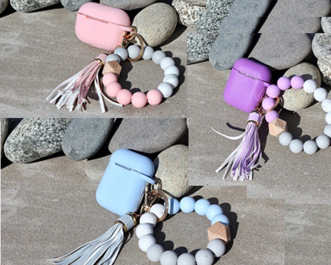 Wristlet Airpods Pro Protective Silicone Case With Keychain and Tassel ...