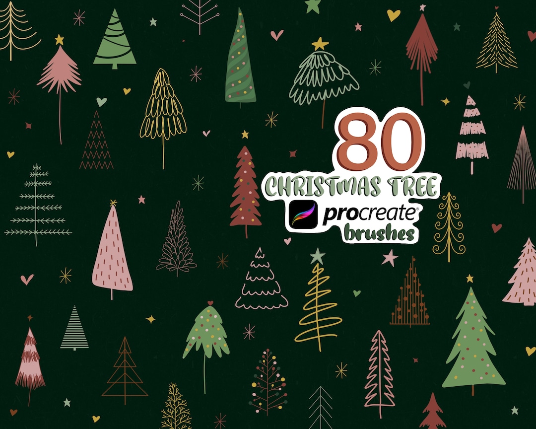 Procreate Christmas Tree Brushes, Xmas Tree Stamps, Christmas Tree ...