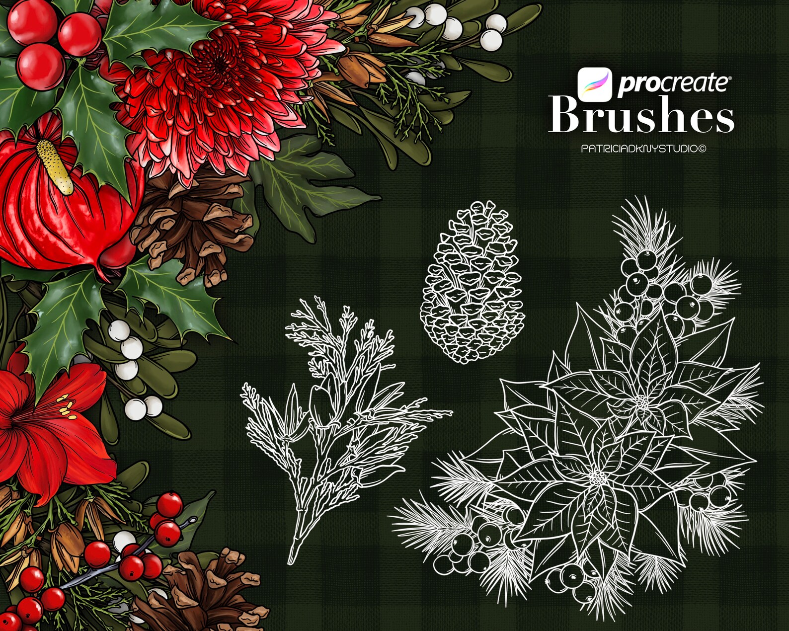 Winter Plants Brushes for Procreate, Christmas Plants, Winter Botanical ...
