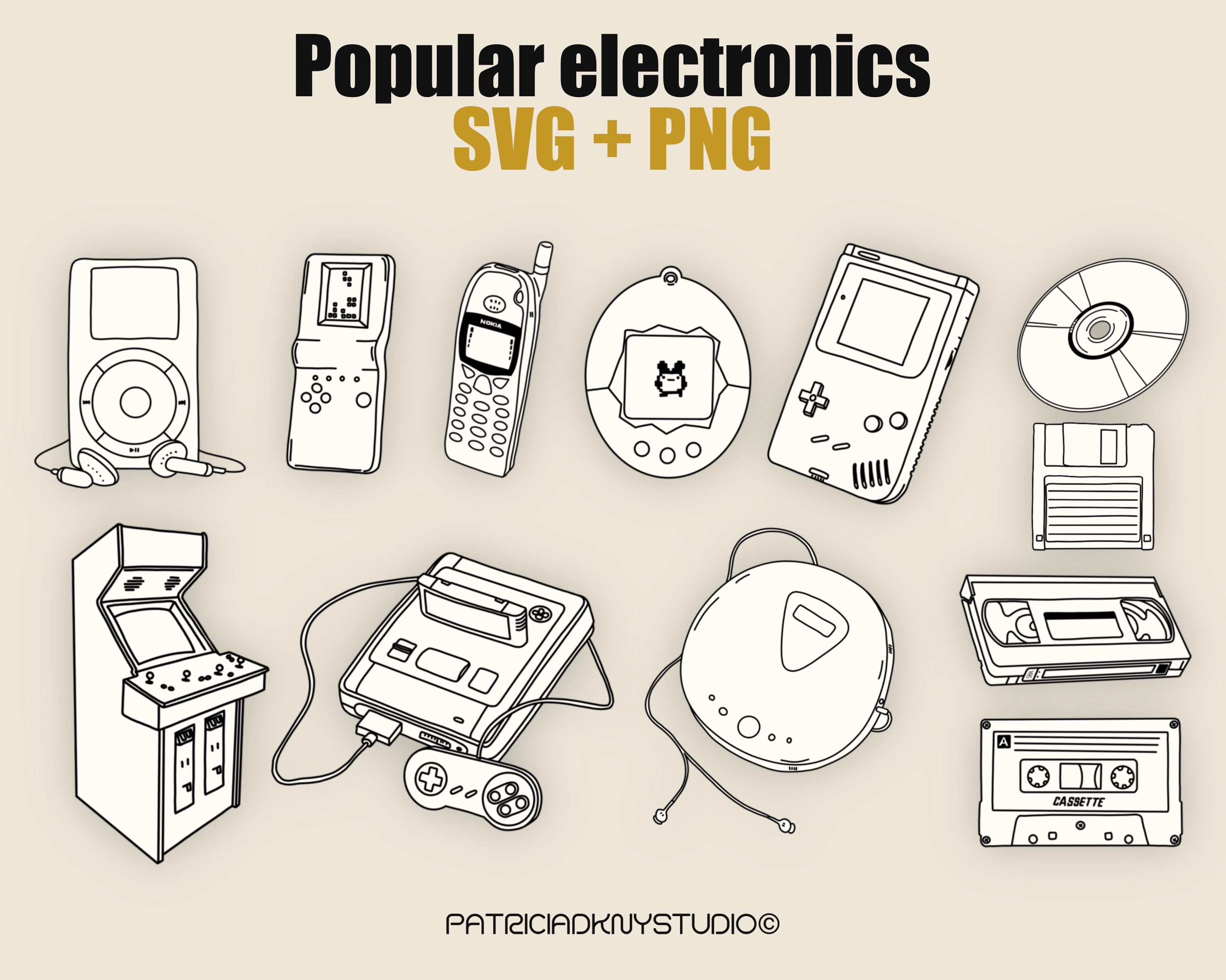 90’s Svg Bundle, 90’s Electronics SVG, Old School Vector Line Art, 2000 ...