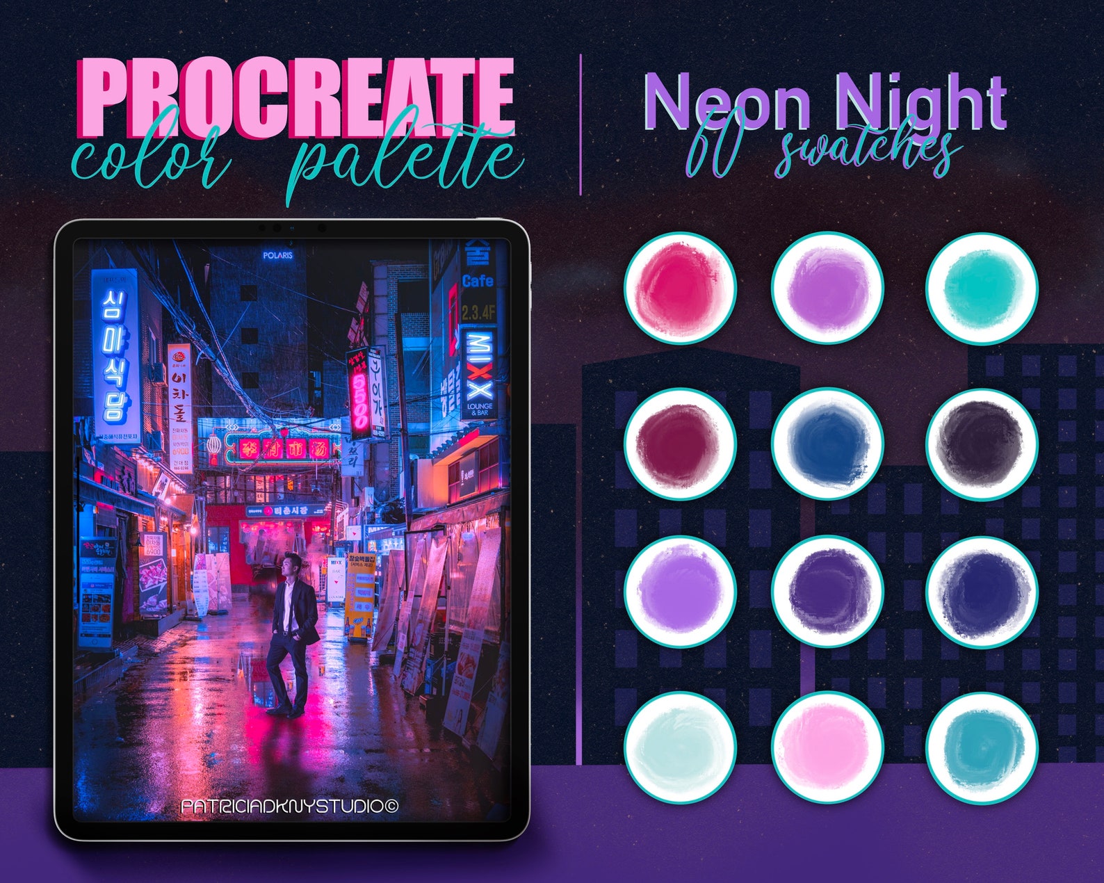 Procreate Color Palette Neon Night Color Swatches - Etsy