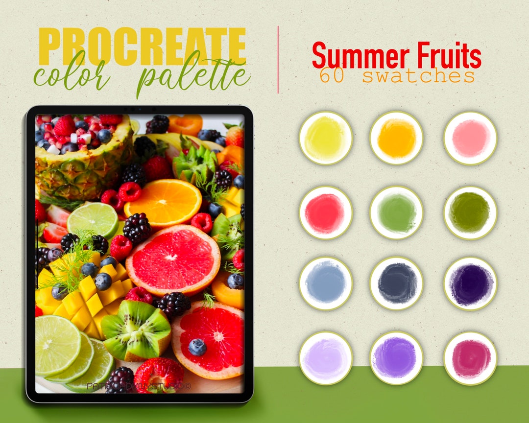 Procreate Color Palette Summer Fruits Color Swatches Etsy