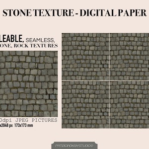 Stone Texture Digital Scrapbook Paper Pack, Seamless Rock and Gravel ...