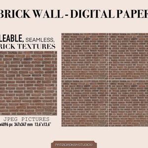 Digital Scrapbook Paper Bundle, Seamless Wood Pattern, Brick Digital ...