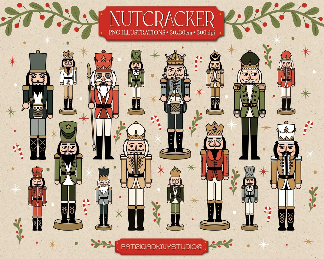 Christmas Nutcracker Illustrations, Holiday Greeting Card Clipart ...