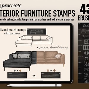 Procreate Interior Furniture Brushes, Living Room Creator, Lineart ...