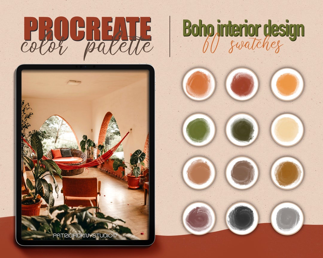 Procreate Color Palette Boho Interior Design Color Swatches Etsy