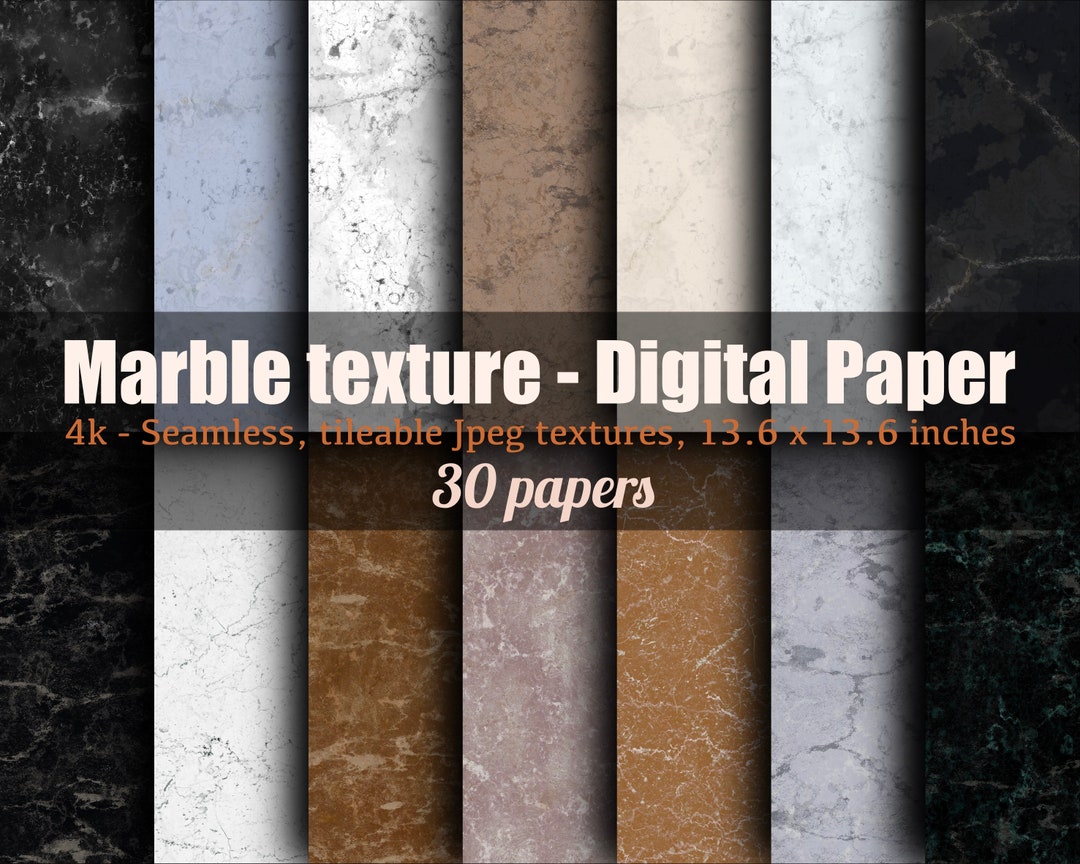 Marble Texture Digital Scrapbook Paper Pack, Seamless Marble Wall ...