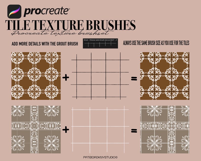 Tile Textured Procreate Brush, Seamless, Realistic High Resolution ...