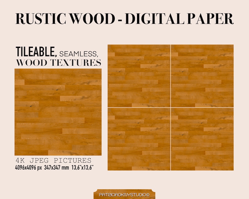 Wood Texture Digital Scrapbook Paper Pack, Seamless Wooden Pattern ...