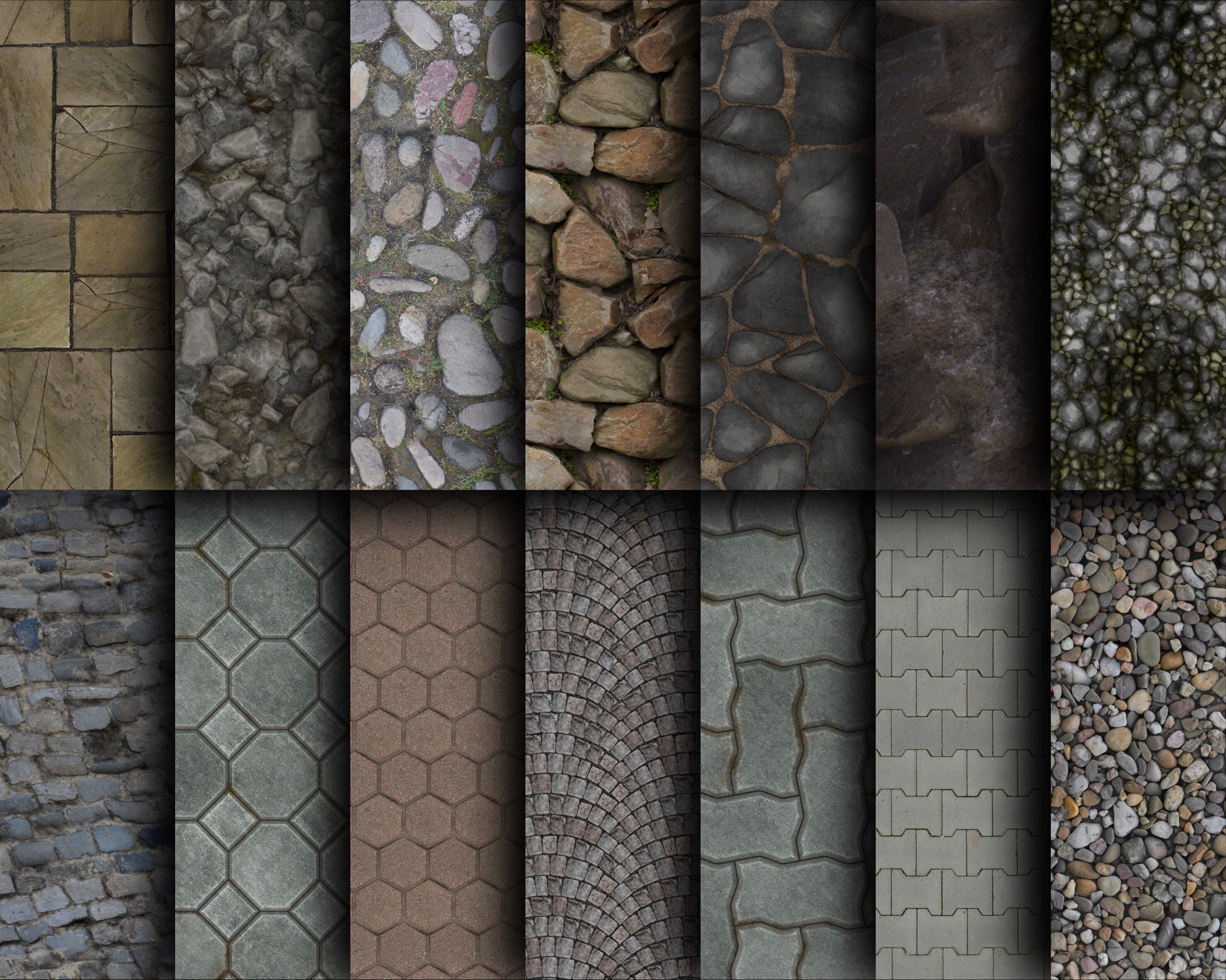 Stone Texture Digital Scrapbook Paper Pack, Seamless Rock and Gravel ...