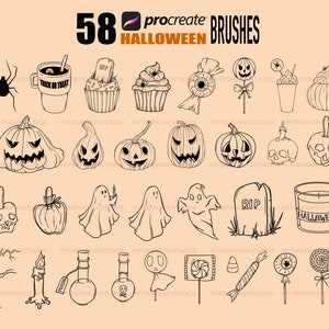 Halloween Procreate Brushes, Halloween Pumpkin Stamps, Spooky Procreate ...