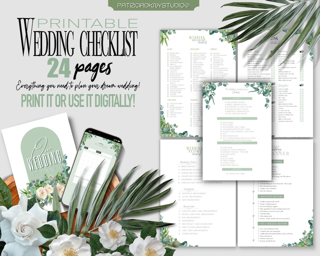 Printable Wedding/ceremony Checklists, Yearly, Monthly, Weekly Wedding ...