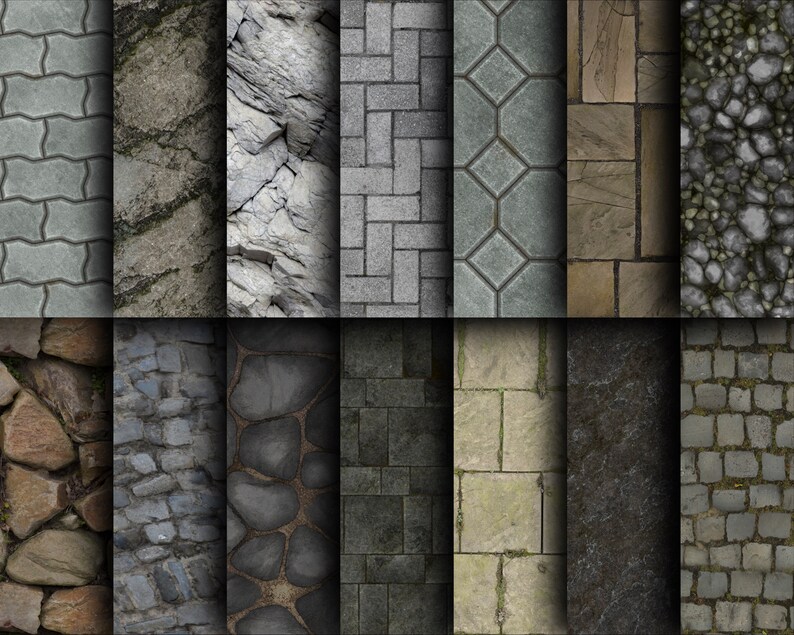 Stone Texture Digital Scrapbook Paper Pack, Seamless Rock and Gravel ...