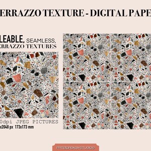 Terrazzo Texture Digital Scrapbook Paper Pack, Seamless Terrazzo ...