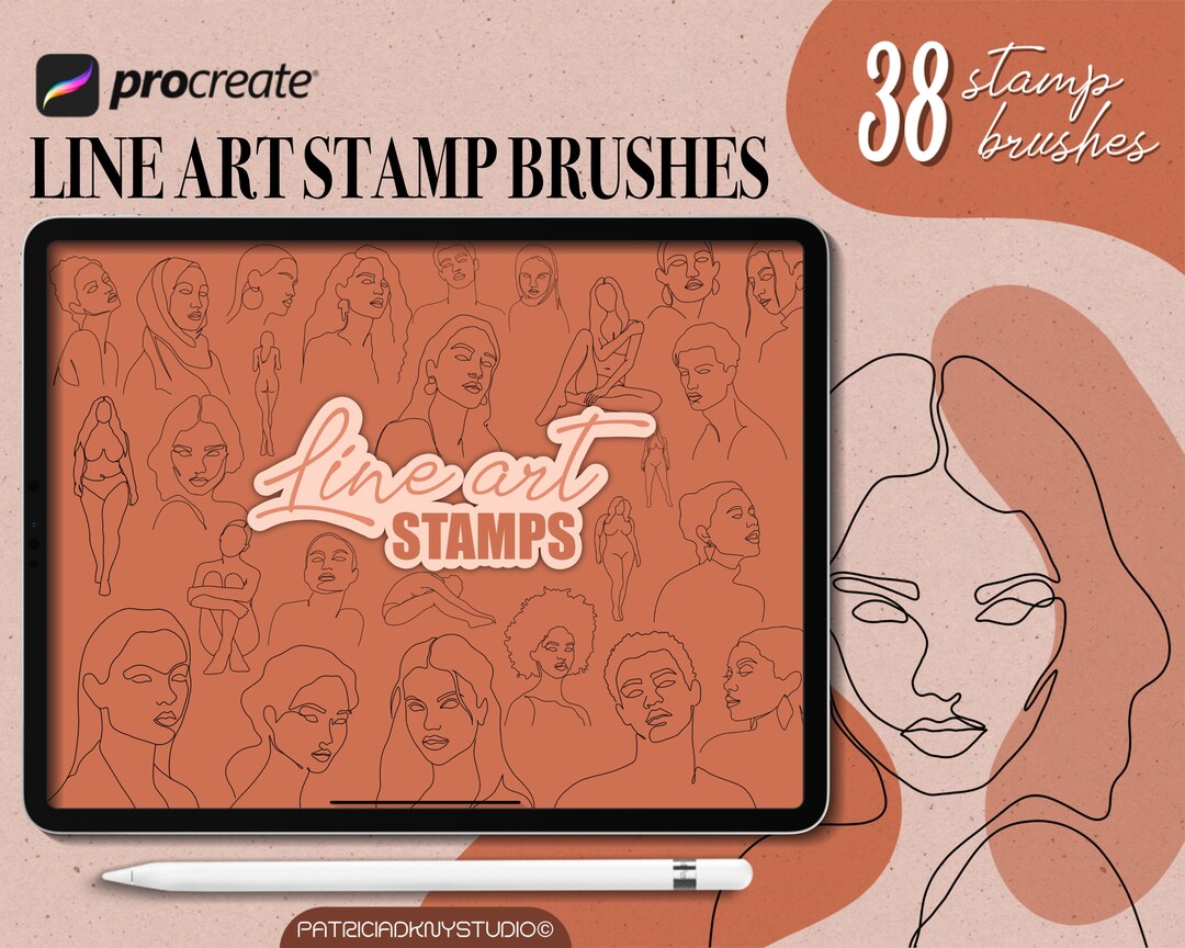 Procreate Line Art Brushes, Portrait Stamps, Female Silhouette, iPad ...