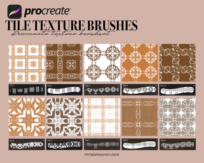 Tile Textured Procreate Brush, Seamless, Realistic High Resolution ...