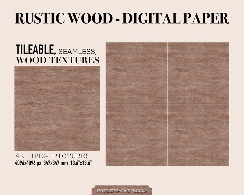 Wood Texture Digital Scrapbook Paper Pack, Seamless Wooden Pattern ...