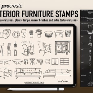 Procreate Interior Furniture Stamps, Living Room Creator, Interior ...