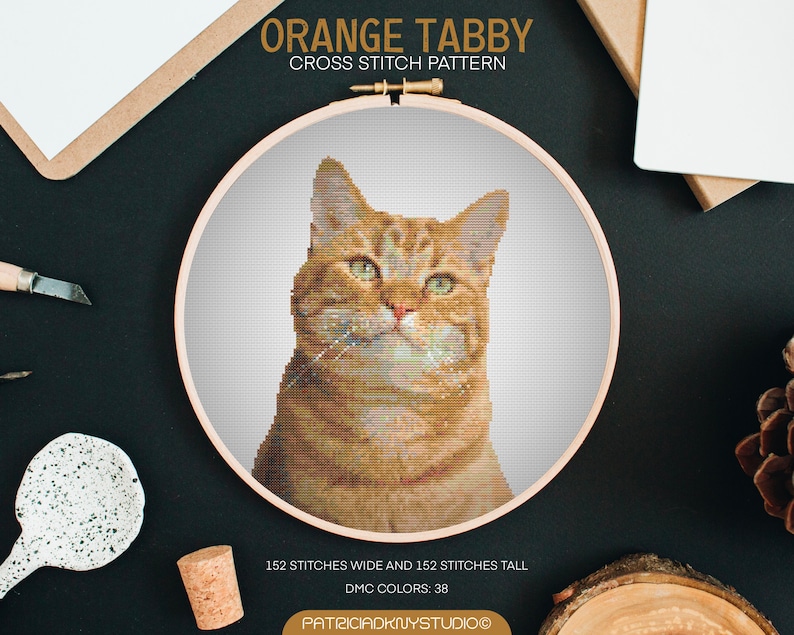 Orange Tabby Cat Cross Stitch Patterns PDF Cat Embroidery - Etsy