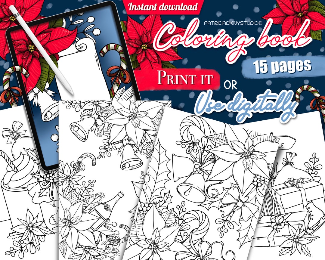 Christmas Coloring Book, Xmas Coloring Pages, Winter Wonderland Digital ...