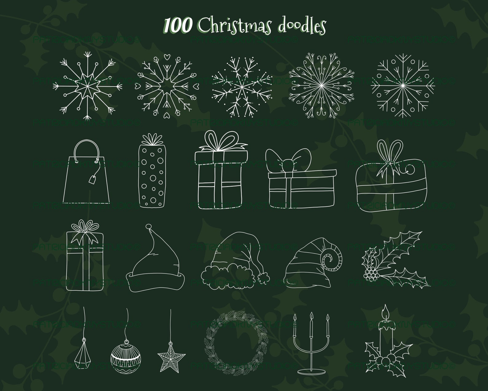 Procreate Christmas Brushes, Christmas Doodles, Procreate Xmas Stamps ...