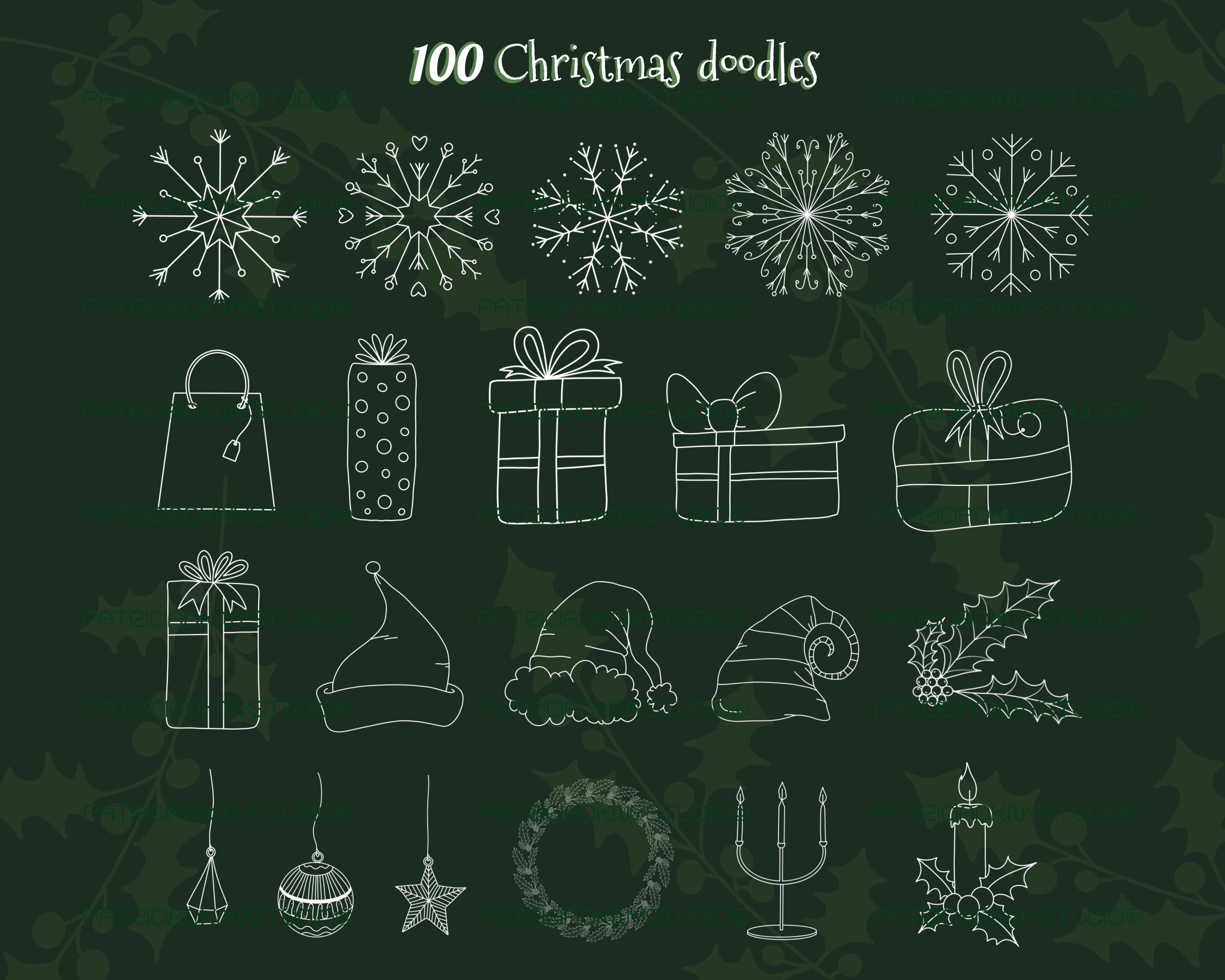 Procreate Christmas Brushes, Christmas Doodles, Procreate Xmas Stamps ...