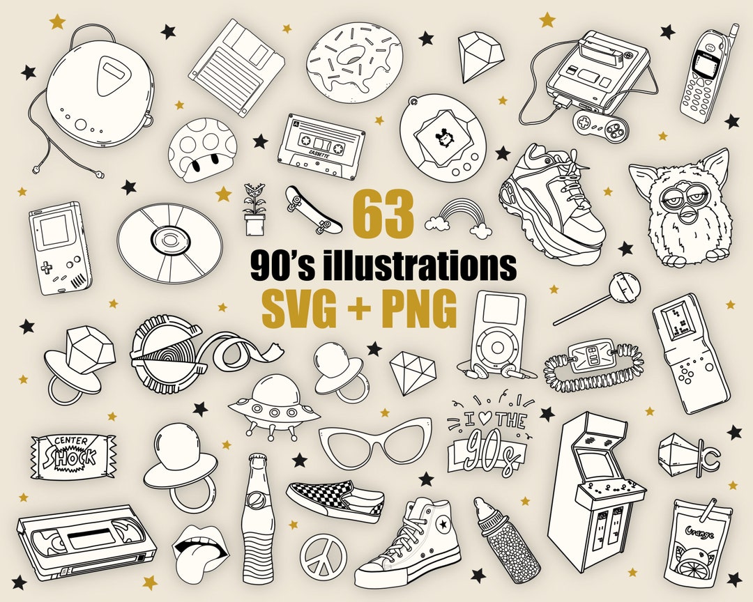 90’s and 2000's Svg Bundle, Fashion, Electronics, Old School Vector ...
