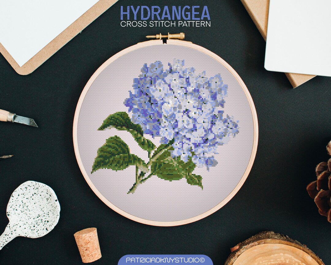 Hydrangea Cross Stitch Patterns PDF, Floral Embroidery, Flower Cross ...
