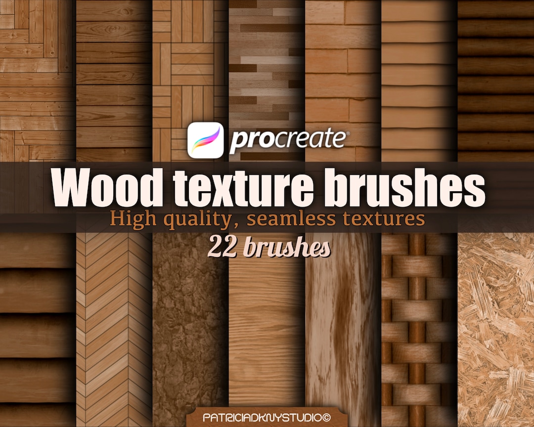 Wood Textured Procreate Brush, Seamless, Realistic High Resolution ...