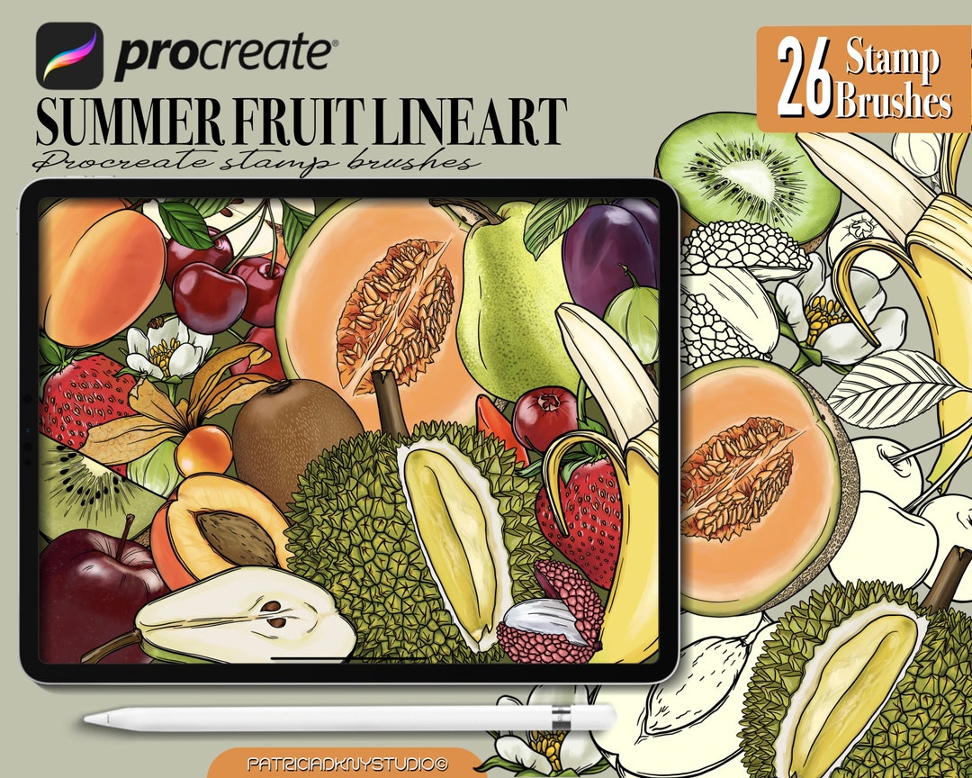 Procreate Fruit Stamps Brushes, Summer Fruit Brushes, iPad Brushes ...