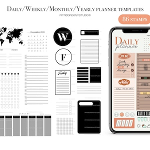 Digital Planner Procreate Brushes, Procreate Stamps, Daily Planner PNG ...