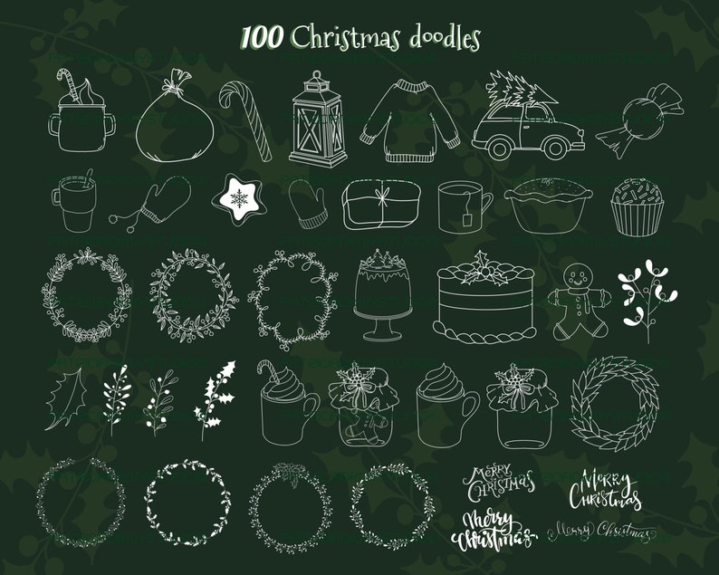 Procreate Christmas Brushes, Christmas Doodles, Procreate Xmas Stamps ...