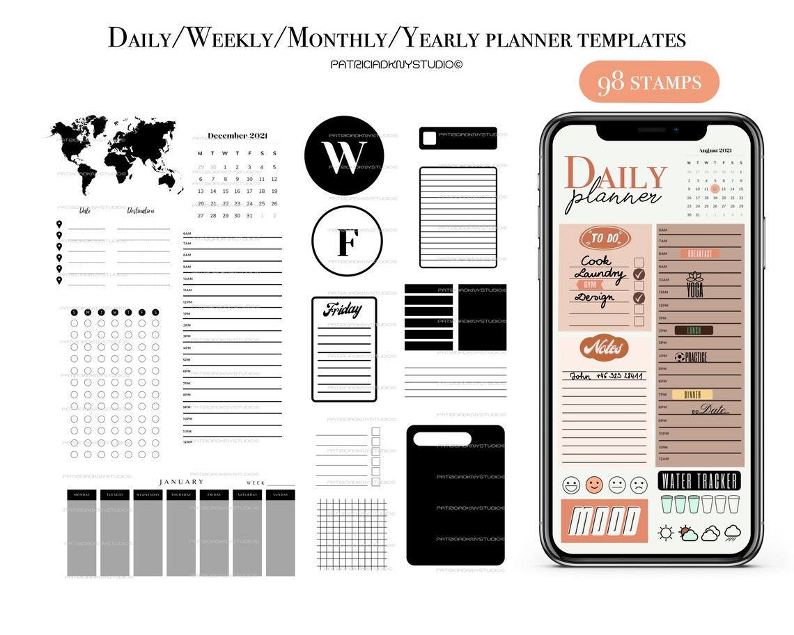 Digital Planner Procreate Brushes Procreate Stamps Daily - Etsy