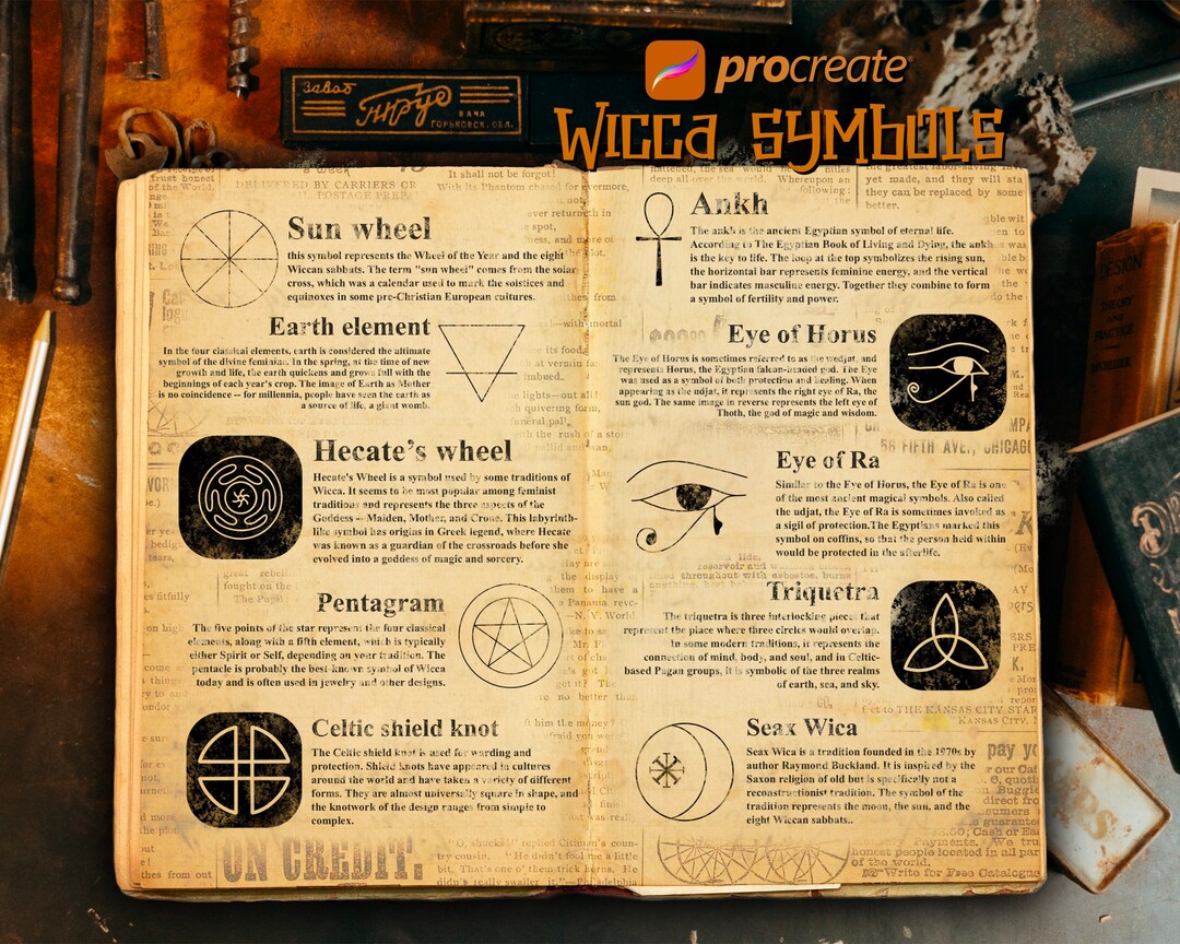 Wicca Symbols, Procreate Stamp Brushes, Witchcraft Procreate Stamps ...