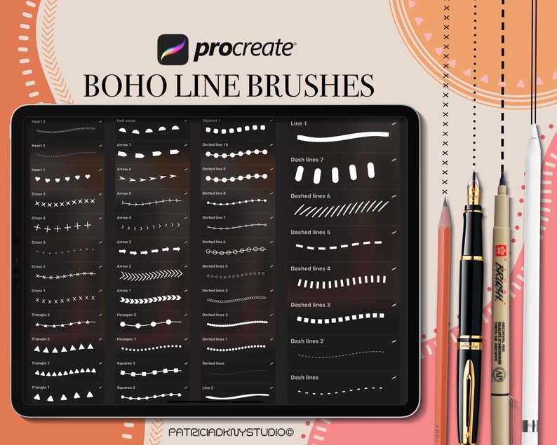 Boho Procreate Brushes Outline Brushes Dashed Line Brushes - Etsy