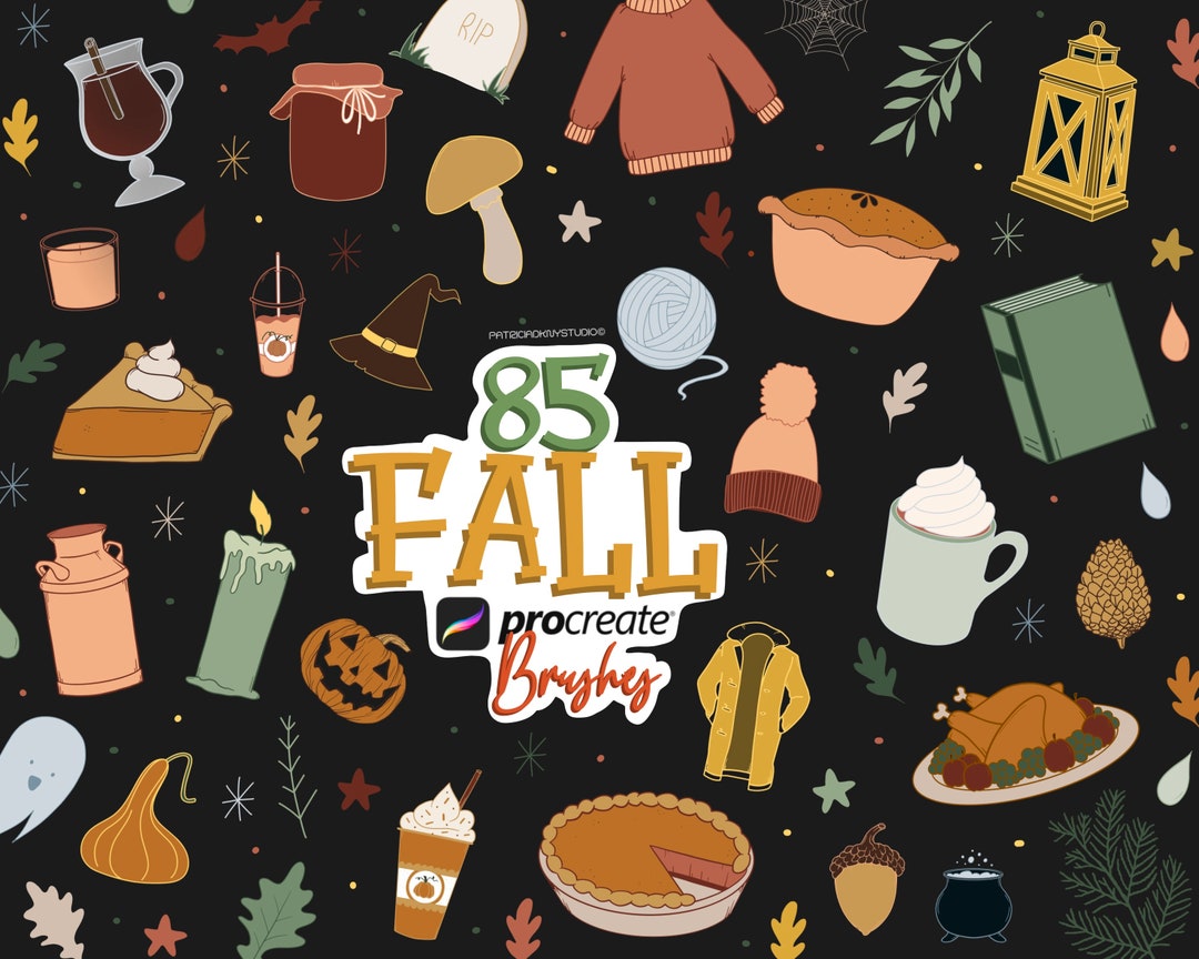 Fall Procreate Brushes, Procreate Autumn Stamps, Halloween Brushes ...