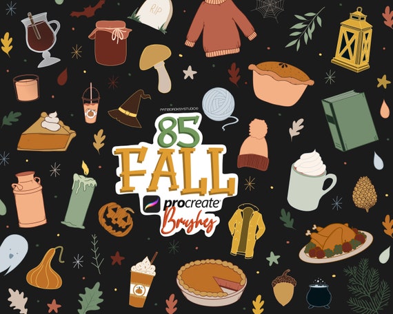 Fall Procreate Brushes Procreate Autumn Stamps Halloween - Etsy