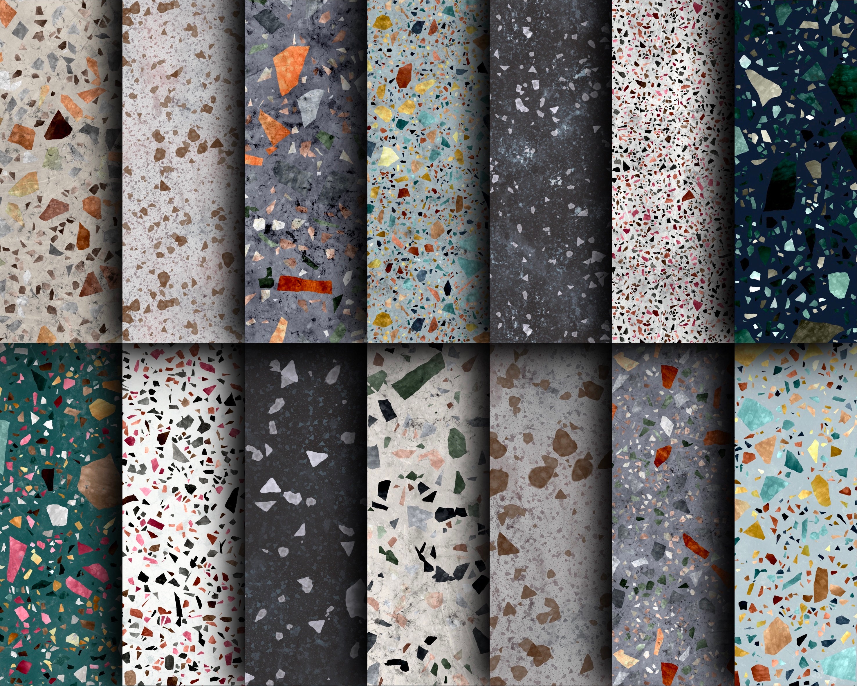 Terrazzo Texture Digital Scrapbook Paper Pack, Seamless Terrazzo ...