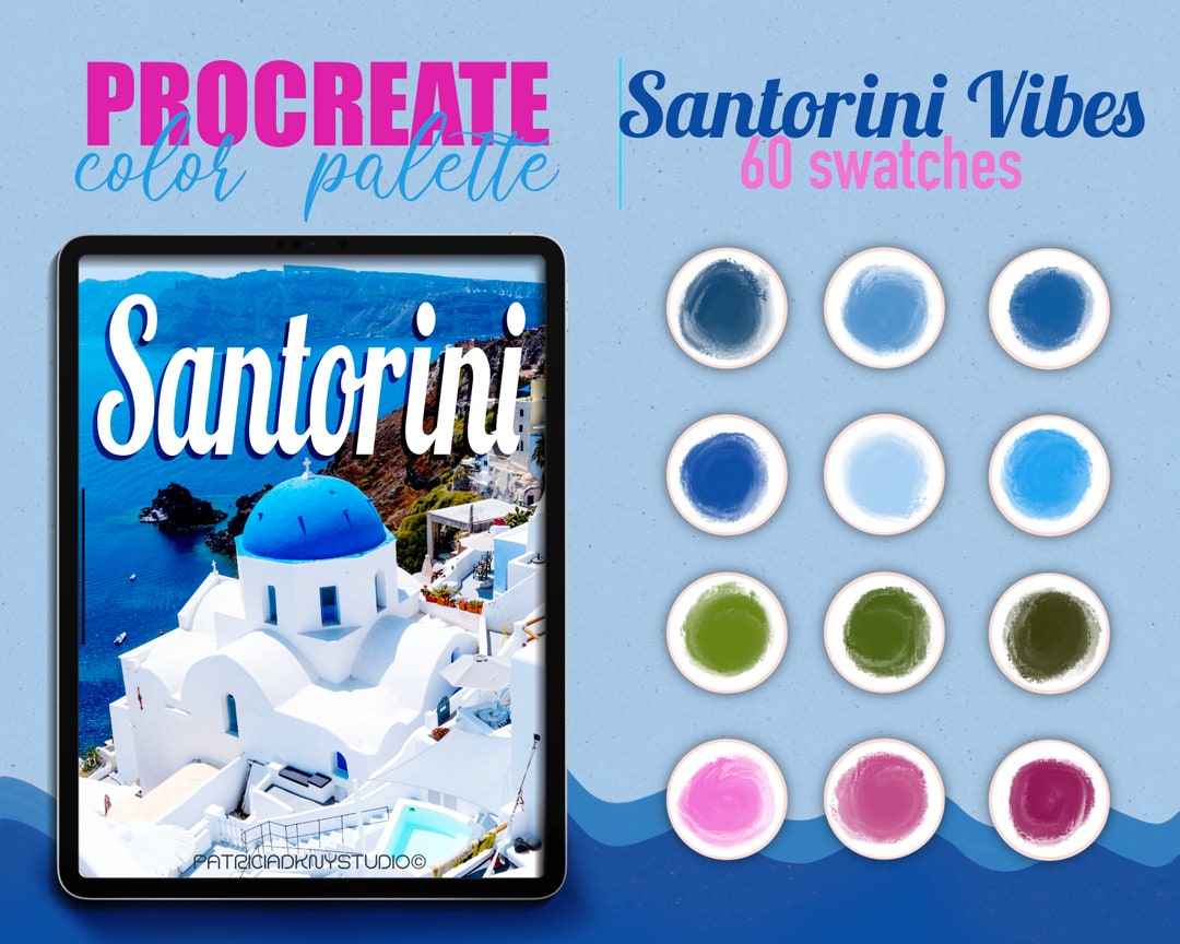 Procreate Color Palette - Santorini Color Swatches, Greece Pastel Blue ...