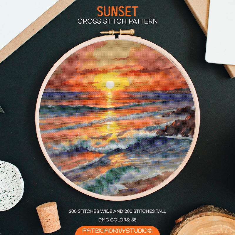 Cross Stitch Sunset - Etsy