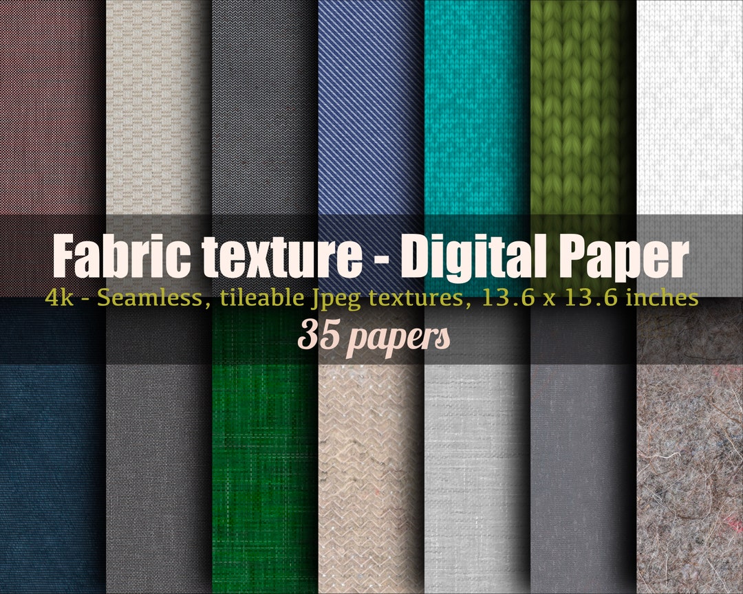 Fabric Texture Digital Scrapbook Paper Pack, Seamless Fabric Pattern ...