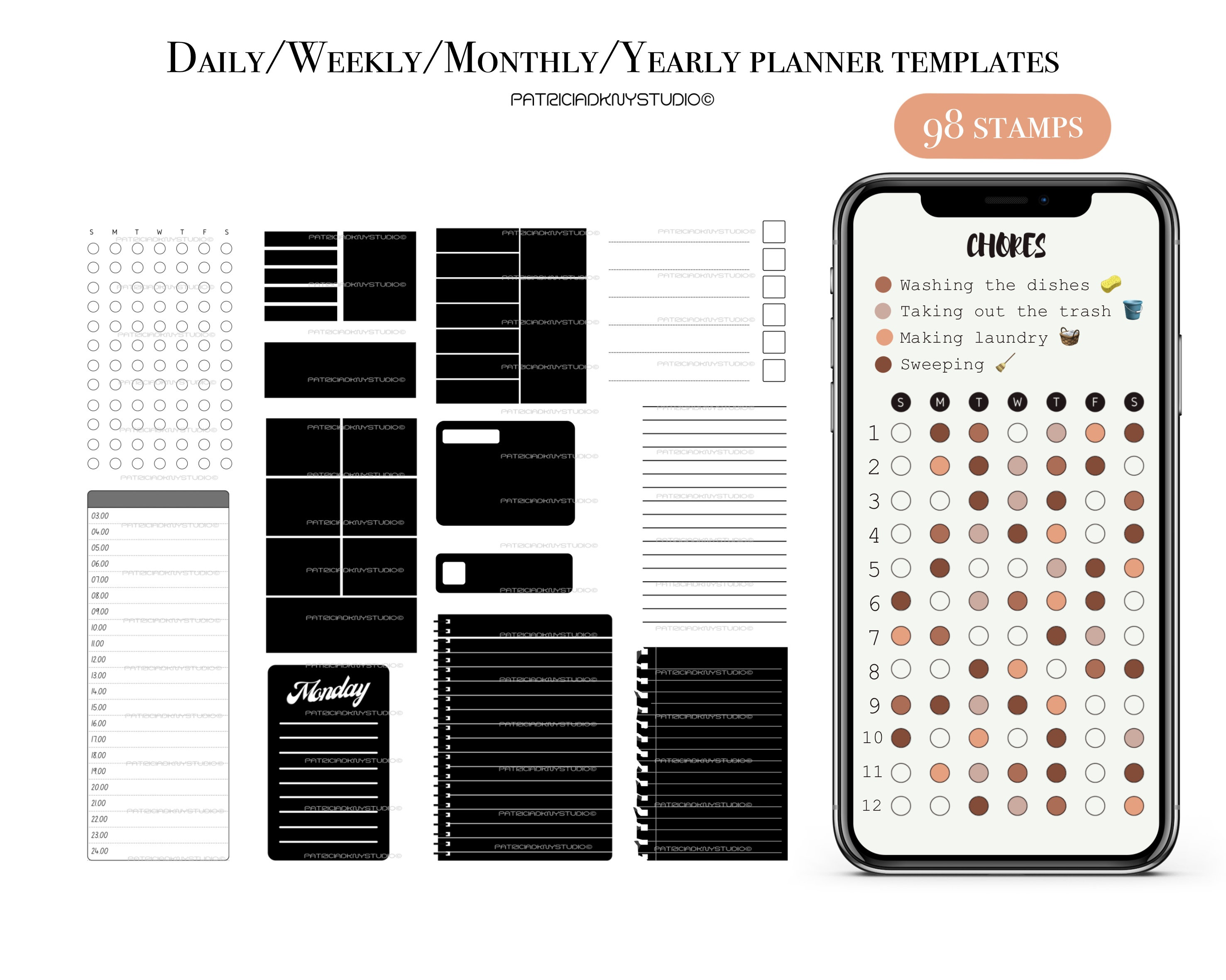 Digital Planner Procreate Brushes Procreate Stamps Daily - Etsy