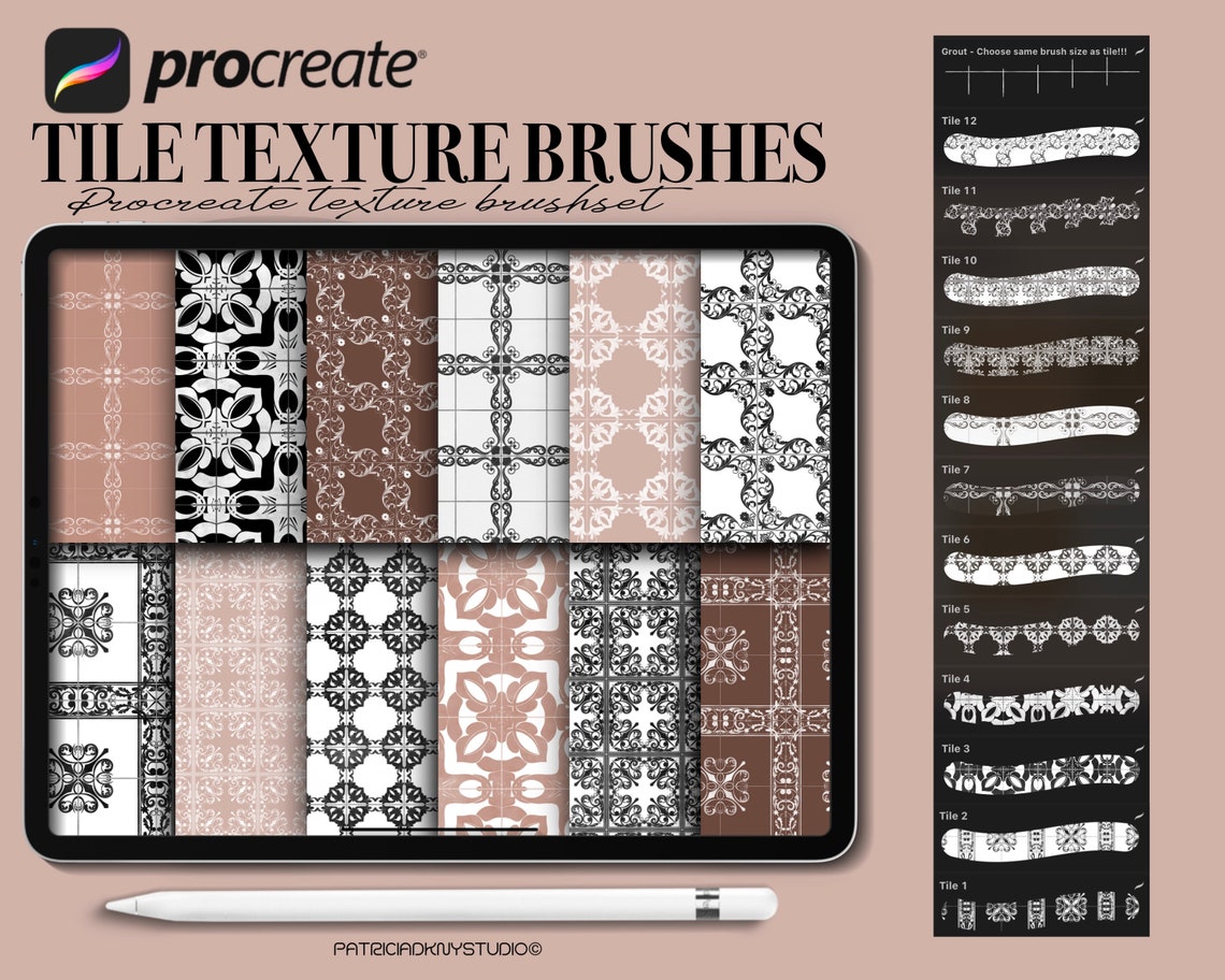 Tile Textured Procreate Brush, Seamless, Realistic High Resolution ...