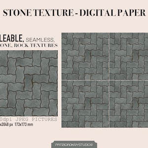 Stone Texture Digital Scrapbook Paper Pack, Seamless Rock and Gravel ...