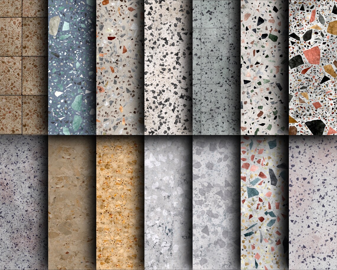 Terrazzo Texture Digital Scrapbook Paper Pack, Seamless Terrazzo ...