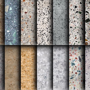 Terrazzo Texture Digital Scrapbook Paper Pack, Seamless Terrazzo ...