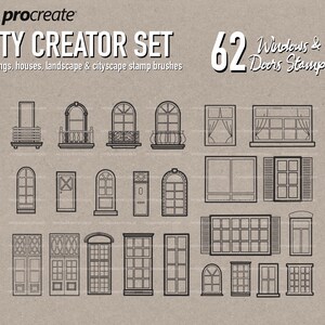Procreate Brushes, City Creator, Building Stamps, House Lineart Brushes ...