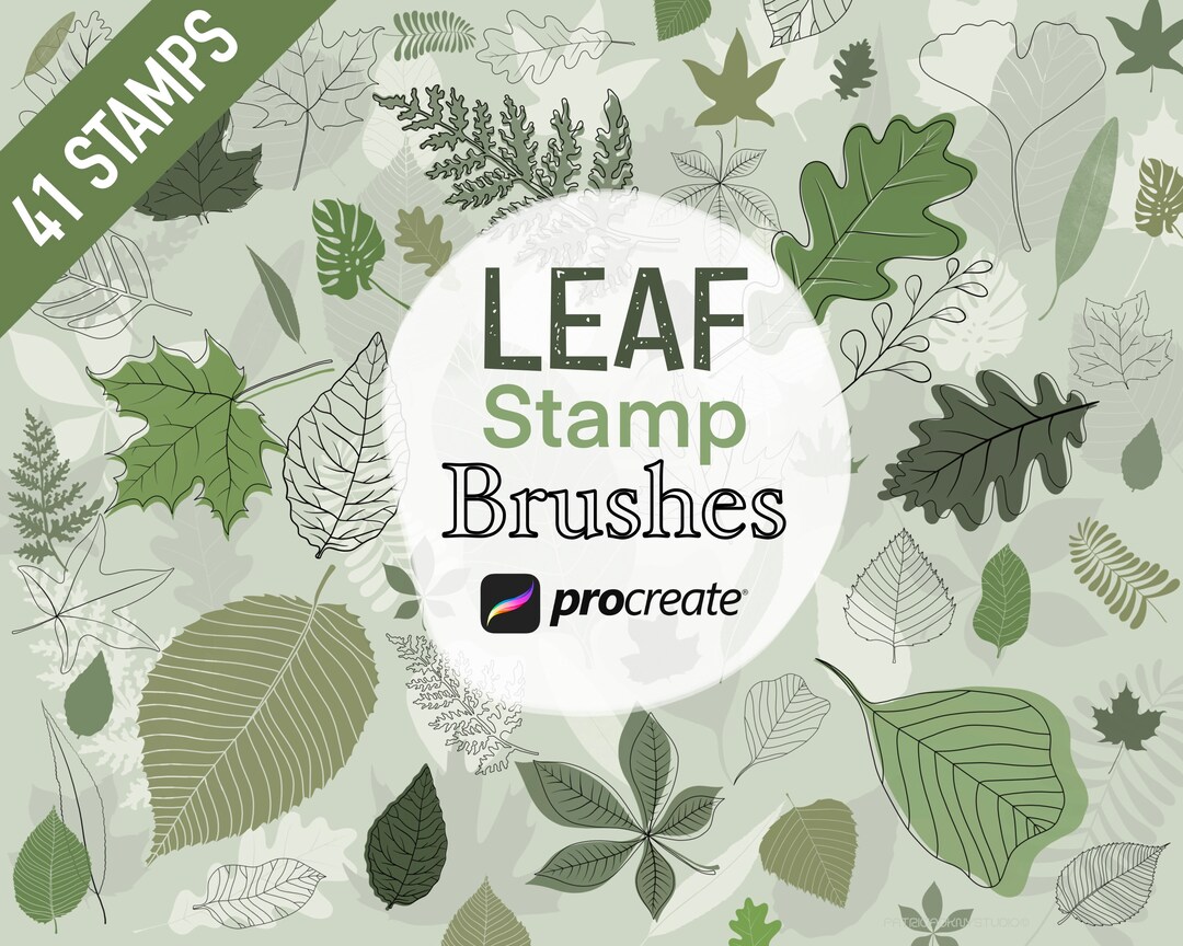 Leaf Procreate Brushes, Botanical Digital Stamps, Leaf Sticker Stencil ...